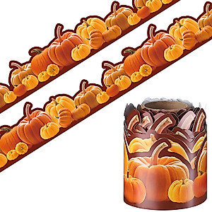 Colarr 36 Feet Thanksgiving Bulletin Board Borders Fall Pumpkin Bulletin Border Cutouts Decorations Autumn Pumpkin Trim Border for Home School Classroom Party Decor