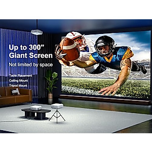 Projector with WiFi and Bluetooth, 5G WiFi 4K Supported Native 1080P 14000L, AGREAGO Portable Outdoor Projector with Screen, Home Theater Projector Compatible with TV Stick/iOS/Android/Win/HDMI/USB