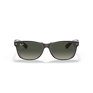 Ray-Ban RB2132 New Wayfarer Square Sunglasses, Gunmetal On Transparent/Light Grey Gradient Dark Grey, 55 mm