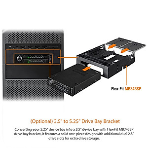 ICY DOCK Rugged 2 Bay 2.5” U.2/U.3 NVMe SSD(7mm) PCIe 4.0 Mobile Rack for External 3.5” Drive Bay | ToughArmor MB092VK-B