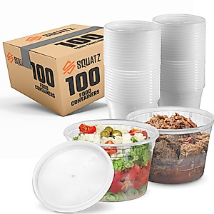 SQUATZ 100 Microwavable Food Container - 16oz Translucent Meal Box Storage with Lids, Ideal for Storing Soups, Condiments, Sauces, Dressing, Salads, Fruit, Baby Food, Healthy Snacks, and Leftovers