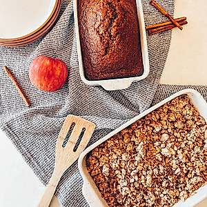 Mora 7x11in & Loaf Baking Dishes - Porcelain Casserole & Bakeware, Oven-to-Table, Freezer Safe - Set of 2, White