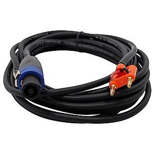 Rockville 20 Foot Speakon to Banana Speaker Cable, 16 Gauge, 100% Copper (RSB16),Black