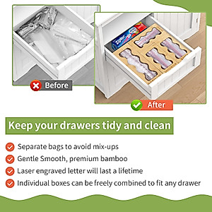 Ziplock Bag Storage Organizer and Dispenser, CAVENLLI 4 Pack Food Storage Bag Holders Compatible with Ziploc, Solimo, Glad, Hefty for Gallon, Quart, Snack, Sandwich, Candy, Variety Size Bags