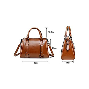 GJGJTER Women Vintage Shoulder Bag Satchel Genuine Leather Handbag Crossbody Bags-Red