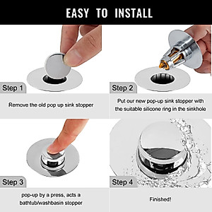 Universal Bathroom Sink Stopper, Suitable for 1.06-1.96 inch Drain Hole,Sink Drain Strainer,pop up Drain Stopper for Bathroom,Bathtub,Tub Anti Clogging Sink Drain Filter with Hair Catcher