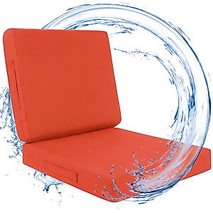 HEBE Outdoor Deep Seat Patio Cushion Set of 2 Waterproof Chair Cushions for Patio Furniture Removable Seat Bottom & Back Cushion Covers with Ties Handles for Chair, Sofa, Couch