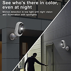 Heyall Cameras for Home Security: Battery Powered Outdoor Camera Wireless WiFi Home Surveillance with Spotlight & Siren Alarm 1080P Color Night Vision AI Motion Detection Sensor 2-Way Talk Cloud/SD