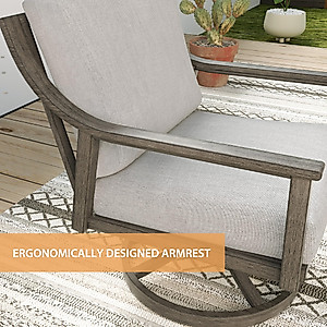 HAPPATIO Outdoor Patio Single Swivel Sofa Chair, Aluminum Patio Furniture Armchair,360 Degree Rotating Basic with 4.5" Thicken Removable Cushions for Deck, Lawn, Outside (Grey)