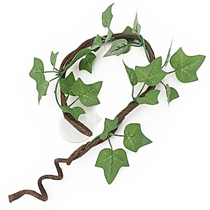 AQUA KT Reptile Flexible Climbing Vine Tree Branch with Leaves and Suction Cup for Lizard Snake Amphibian Terrarium Habitat Decoration