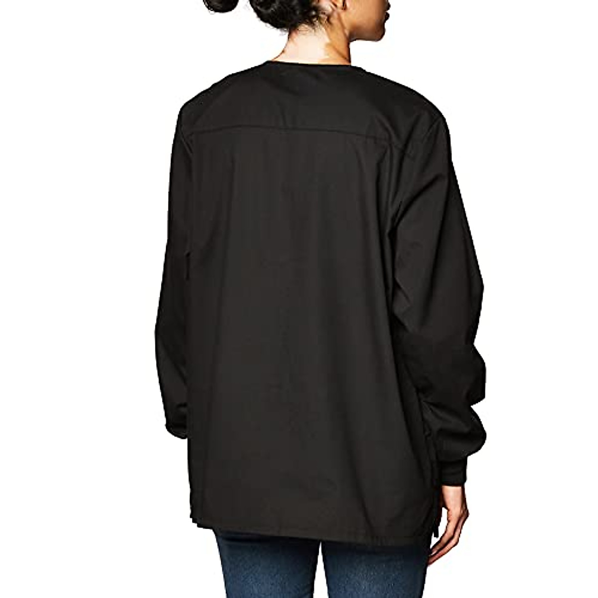 Dickies Women's EDS Signature Scrubs Missy Fit Snap Front Warm-Up Jacket, Black, X-Large