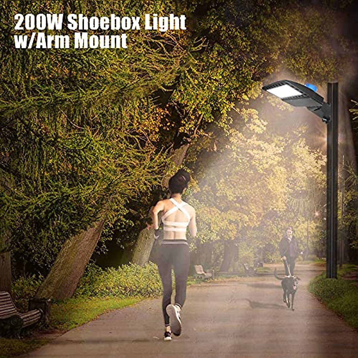 LED Parking Lot Light 200W, 5500K, 28,000LM (135LM/W ) LED Street Lighting with Dusk to Dawn Photocell, Commercial Adjustable Direct Arms Mount LED Shoebox Light, Ideal for Basketball Court,Stadium