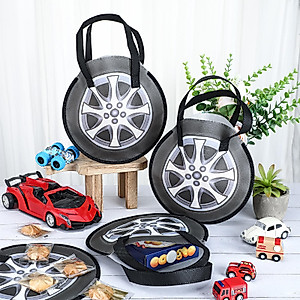 Silkfly 48 Pcs Racing Car Party Non Woven Tote Bags Race Car Wheel Bags with Handles Race Car Party Supplies for Candy Gifts Goodies Treats Boys Kids Birthday Baby Shower Party Favors Tote Bags