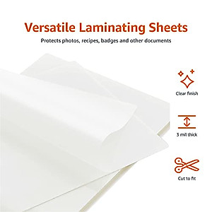 Amazon Basics Clear Thermal Laminating Plastic Paper Laminator Sheets - 9 x 11.5-Inch, 100-Pack