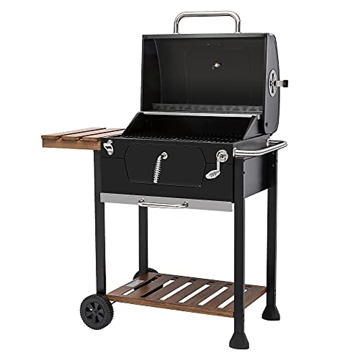 Royal Gourmet CD1824M 24-Inch Charcoal, BBQ Smoker with Handle and Folding Table, Perfect for Outdoor Patio, Garden and Backyard Grilling, Black