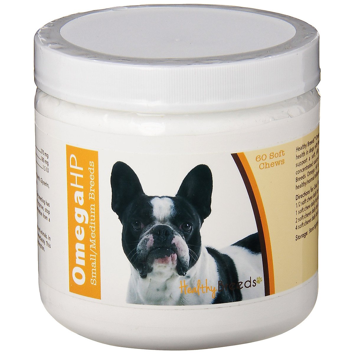 Healthy Breeds French Bulldog Omega HP Fatty Acid Skin and Coat Support Soft Chews 60 Count