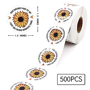 Littlefa Your Purchase Made My Day Stickers,Sunflower Small Business Stickers,Thank You Stickers,Handmade Stickers,Envelopes Seal Stickers,Mail Packaging Sticker for Small Business 500 PCS