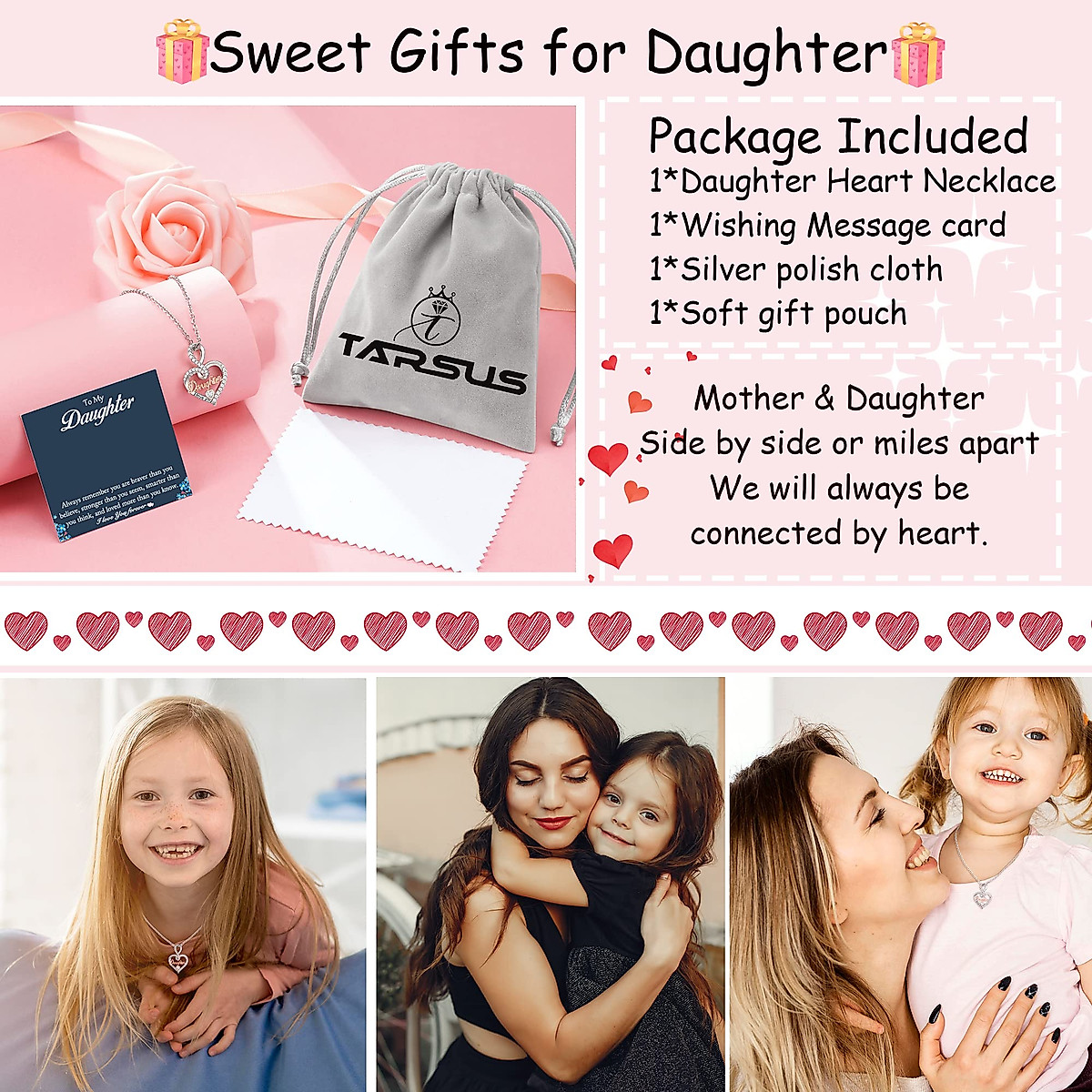 Tarsus Mothers Day Gifts Daughter Necklace Christmas Valentines Day Jewelry Birthday Gift for Daughter from Mom