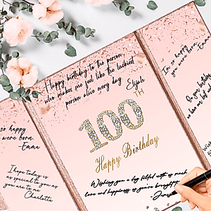 Crenics Rose Gold 100th Birthday Decorations, Creative 100th Birthday Guest Sign in Book Alternative, 100th Birthday Signature Book 12" x 18", Great 100 Years Old Birthday Gifts for Women