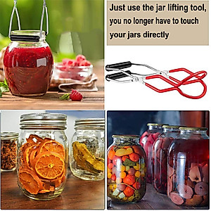 Oriflame Canning Jar Lifter Tongs, Stainless Steel Jar Lifter with Rubber Grips - for Slip Wide-Mouth Clip for Kitchen Restaurant (Red)