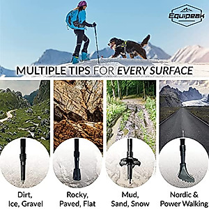 EQUIPEAK Trekking Poles for Hiking - 2 Folding Walking Sticks with Cork & Eva Grip - Lightweight Collapsible Hiking Poles for Backpacking Gear, Fast & Strong Locking Nordic Walking Poles for Travel