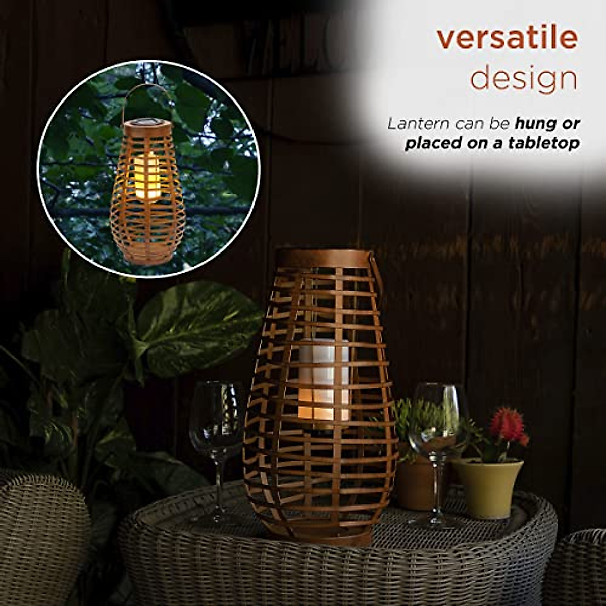 Alpine Corporation QLP1344SLR-HH-S-TM Alpine Small-Metal Cylinder Solar Lantern, Gray