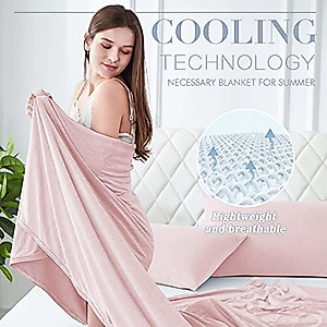 Cooling Blanket Keep Cool in Hot Summer, 51 X 67in Twin or Baby Size Blanket for Adults, Children, Babies Japanese Q-Max 0.4 Technology Arc-Chill Cooling Fiber, Breathable Comfortable All-Season-Pink