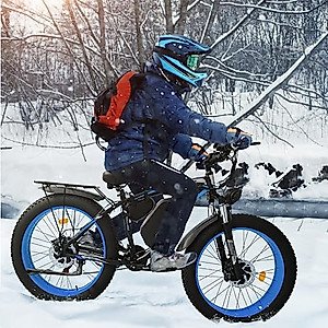 Geartist (US in Stock) Smlro XDC600 Plus Electric Bicycle 2000W Dual Motor 35MPH Ebike 48V 22.4Ah Mountain Snow E Bike 26" Fat Tire 21 Speed MTB for Trail Riding Excursion Commute (Black Blue)