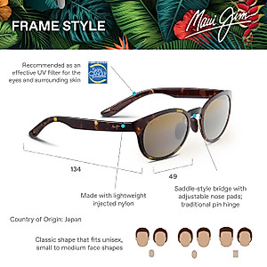 Maui Jim Men's and Women's Keanae Polarized Classic Sunglasses, Olive Tortoise/HCL® Bronze, Small