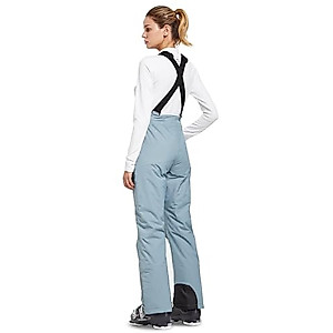 BALEAF Women's Insulated Waterproof Ski Bib Overalls Snow Windproof Snowboarding Pant Grey Size 2XL