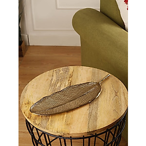 Purestory 14 Inch Gold Leaf Decorative Serving Tray Platter.Tabletop Display Platter.Centerpiece Platter Tray for Home Décor - Gold