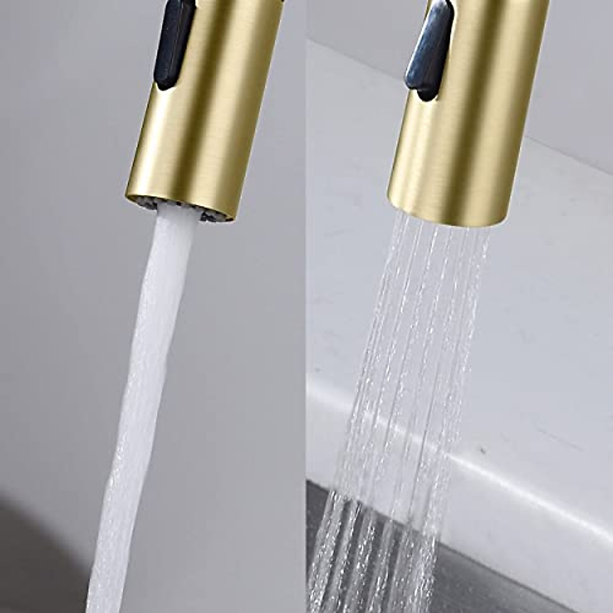 KIBI Single Handle Pull Down Faucet for Kitchen Sink | Solid Brass High Arc Faucet Spout | Kitchen Faucet with Pull Down Sprayer (Brushed Gold) (KKF2011)