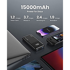 INIU Portable Charger, 45W USB C Power Bank Fast Charging with 15000mAh PD QC External Phone Battery Pack for iPhone 14 13 12 11 Pro Max X 8 iPad MacBook Steam Deck Samsung S22 S21 S20 Tablets PPS