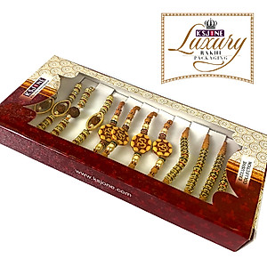 KSJONE Set of 12 Om Design Rakhi Thread, Rakhi for Brother, Raksha Bandha Gift for Your Brother, Rakhi Bracelet for Loving Sibling, Father, Bhabhi, Bhaiya with Roli Chawal (Design 4)