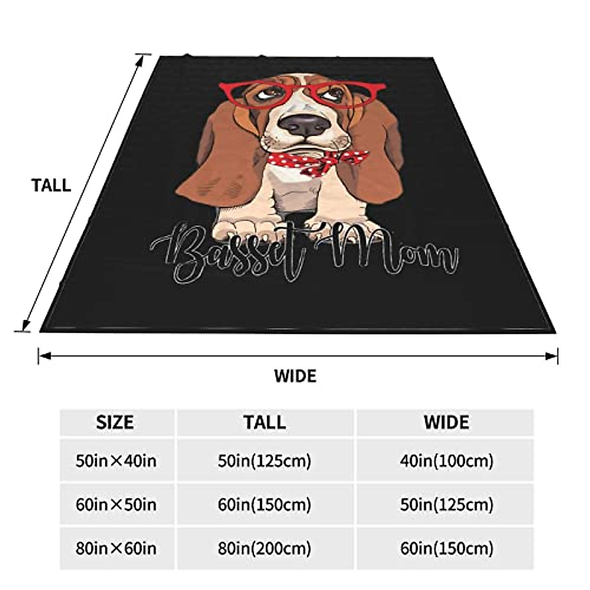 Cute Basset Hound Dog Mom Gift Full Fleece Throw Cloak Wearable Blanket Flannel Fluffy Comforter Quilt Nursery Bedroom Bedding King Size Plush Soft Cozy Air Conditioner Blanket