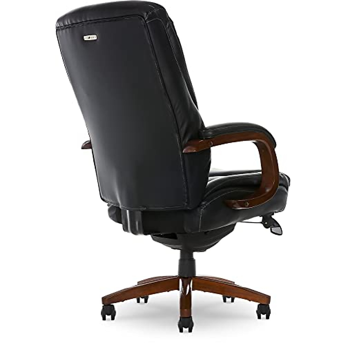 La-Z-Boy Edmonton Big and Tall Executive Office Chair with Comfort Core Cushions, Solid Wood Arms and Base, Waterfall Seat Edge, Bonded Leather, Big & Tall, Black