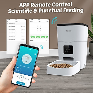 Dokoo Automatic Cat Feeders, App Control Smart Pet Food Dispenser with Portion Control&Timer Setting, Auto Dog Feeder 1-10 Meals, Voice Record, Small & Medium Pets,2.4G Wi-Fi ONLY, 3L/13cup (White)