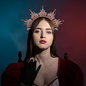 COSUCOS Halo Crown Headpiece Gold Sunburst Crown Queen Headdress Goddess Headband Wedding Renaissance Tiara Birthday Party Photo Shoot Cosplay Butterfly Handmade Accessories