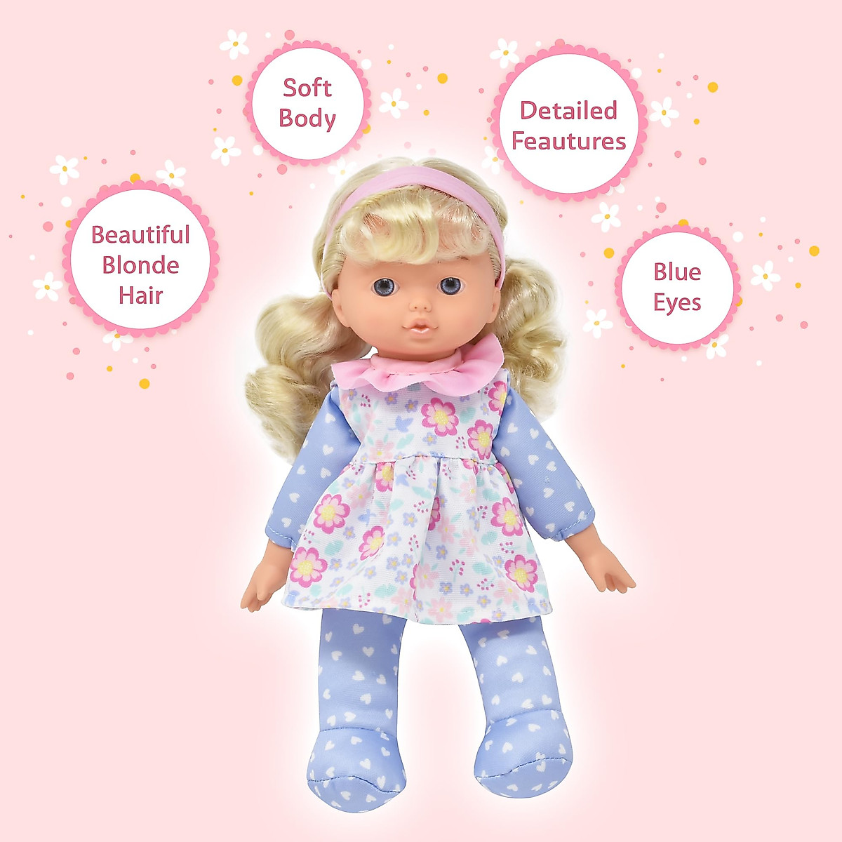 Gift Boutique Soft Baby Doll, 12 Inch Girl Doll with Blond Hair, My First Doll for Infants, Toddlers, Girls and Boys