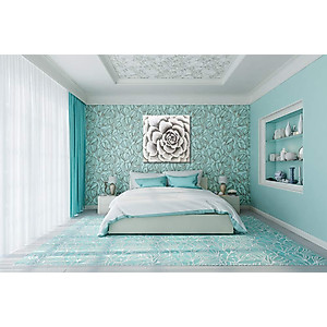 Paimuni Gray White Floral Succulent Plant Painting Modern Canvas Wall Art Printing with Embellishment Wall Decor Flower Pictures for Living Room Bathroom Bedroom Ready to Hang (24x24Inch)