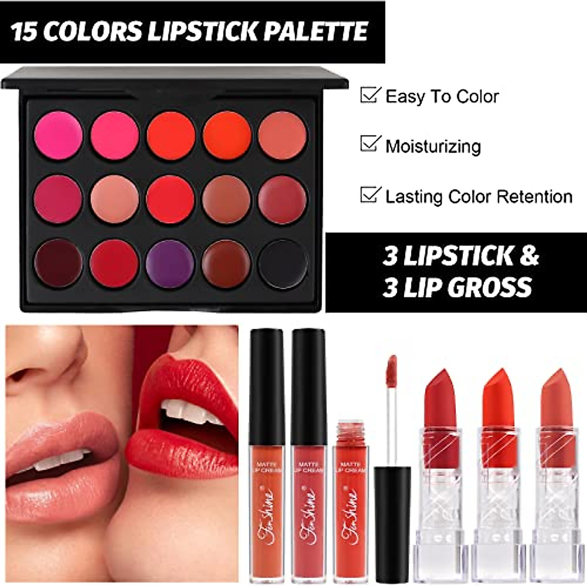 Fenshine All In One Makeup Kit for Women, Full Makeup Gift Set for Beginners, Makeup Essential Starter Bundle Include Eyeshadow Palette Lipstick Eyebrow Pencil Brush Set (Type C)