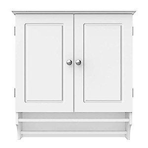 go2buy White Wall Mounted Cabinet Kitchen/Bathroom Wooden Medicine Hanging Storage Organizer