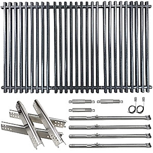 Hisencn Grill Replacement Parts for Charbroil Advantage Series 4 Burner 463433016, 463235815, 466235816, 466240115, 46643301 Gas Grills, Stainless Pipe Burner, Heat Plate Tent Shield and Cooking Grate