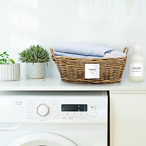 Mustry 156 Minimalist Laundry Labels for Jars Household Organization, Self-adhesive Stickers Easy to Peel Off and Reposition, Waterproof White Matte Stickers Include Reference Sheet for Quick Indexing