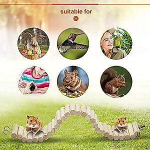 Wooden Pet Ladder Bridge 2 Pieces Soft Animal Bridge Toy Bendable Cage Habitat Toy for Hamster Mouse Chipmunk and Other Small Animals