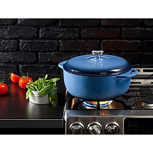 Lodge EC7D33 Enameled Cast Iron Dutch Oven, 7.5-Quart, Caribbean Blue & L8SK3 10-1/4-Inch Pre-Seasoned Skillet
