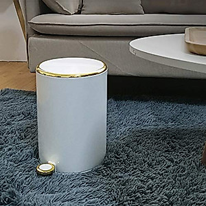 Diandian Indoor Trash Cans Home Zone Stainless Steel Kitchen Trash Can with Round Design and Step Pedal,Removable Plastic Trash Bin Liner Garbage Cans for Kitchen Office Outdoor(White 2.3gallon)