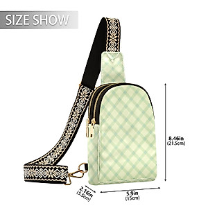 Women Crossbody Sling Backpack St-patrick-day-green-plaid Girl Chest Bag Daypack for Hiking Traveling