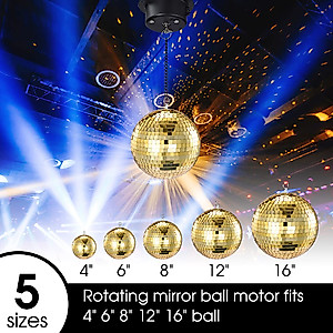 3 RPM Mirror Ball Motor NuLink Heavy Duty Disco Ball Motor Rotator Supports 4 6 8 12 16” Balls for Indoor Night Club, DJ, Party Decor