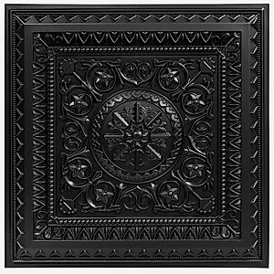 Art3d Drop Ceiling Tiles, Glue up Ceiling Tiles, 2'x2' Plastic Sheet in Black (12-Pack, 48 Sq.ft)
